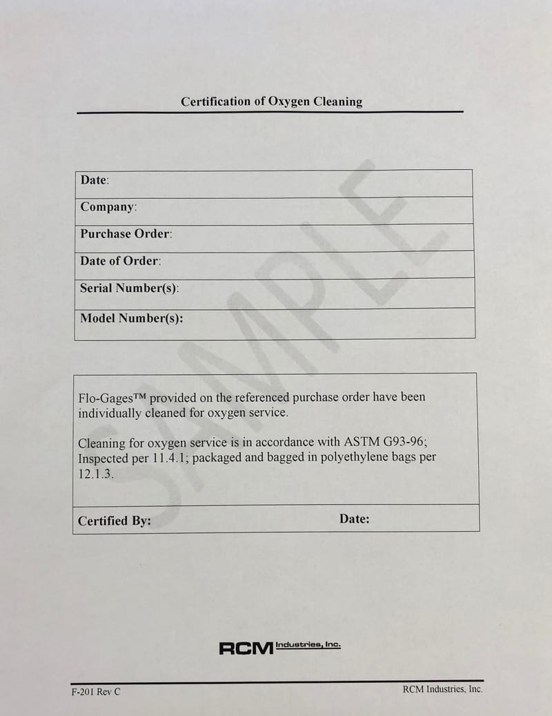 Oxygen Cleaning Service - RCM Industries, Inc.